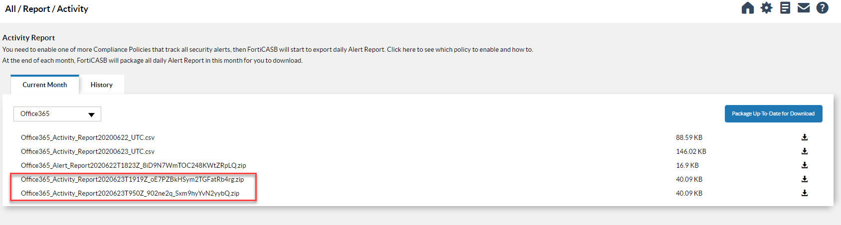 Generate Activity Report | FortiCASB 24.1.b | Fortinet Document Library