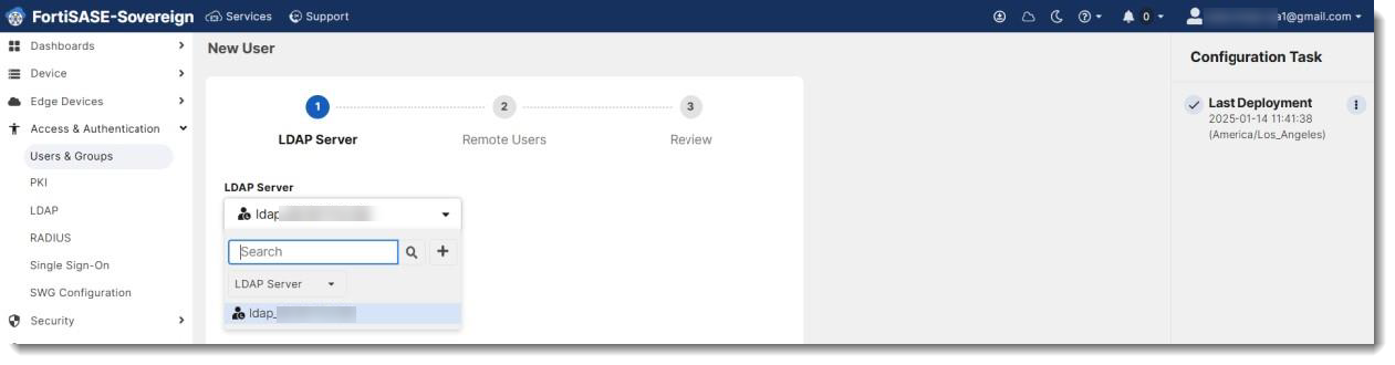 Add LDAP users | FortiSASE-Sovereign | Fortinet Document Library