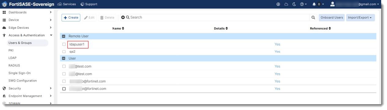 SSL VPN LDAP user login | FortiSASE-Sovereign | Fortinet Document Library