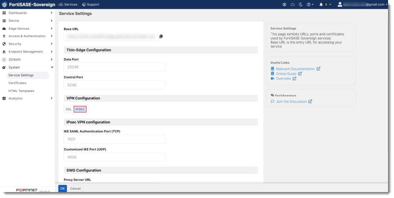 Add SSO to IPsec VPN | FortiSASE-Sovereign | Fortinet Document Library