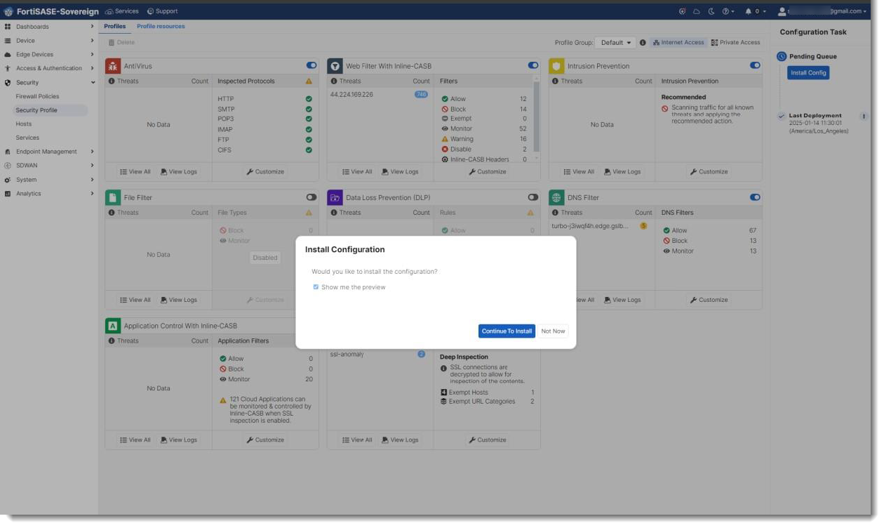 Step 6: Push the SIA profile to PoP FortiGates | FortiSASE-Sovereign ...