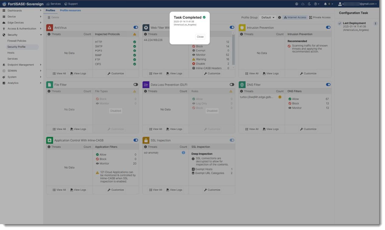 Step 6: Push the SIA profile to PoP FortiGates | FortiSASE-Sovereign ...