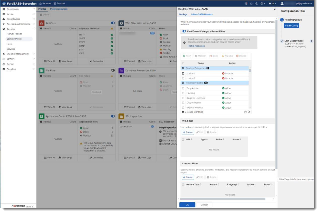 Step 3: Enable web filter with Inline-CASB | FortiSASE-Sovereign ...