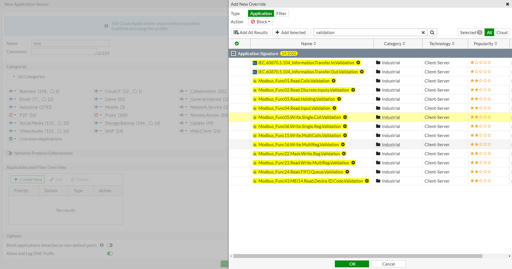 Matching multiple parameters on application control signatures | FortiGate / FortiOS 7.4.2 ...