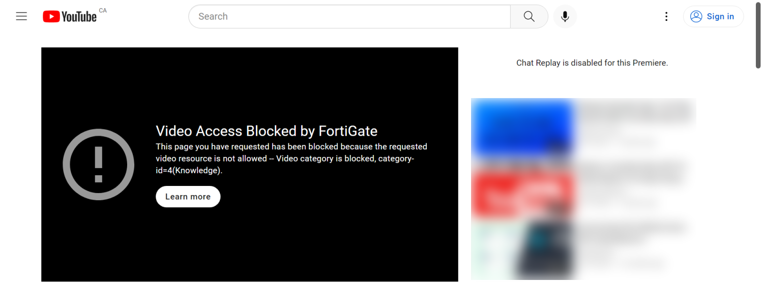 Replacement messages displayed in blocked videos | FortiGate / FortiOS ...