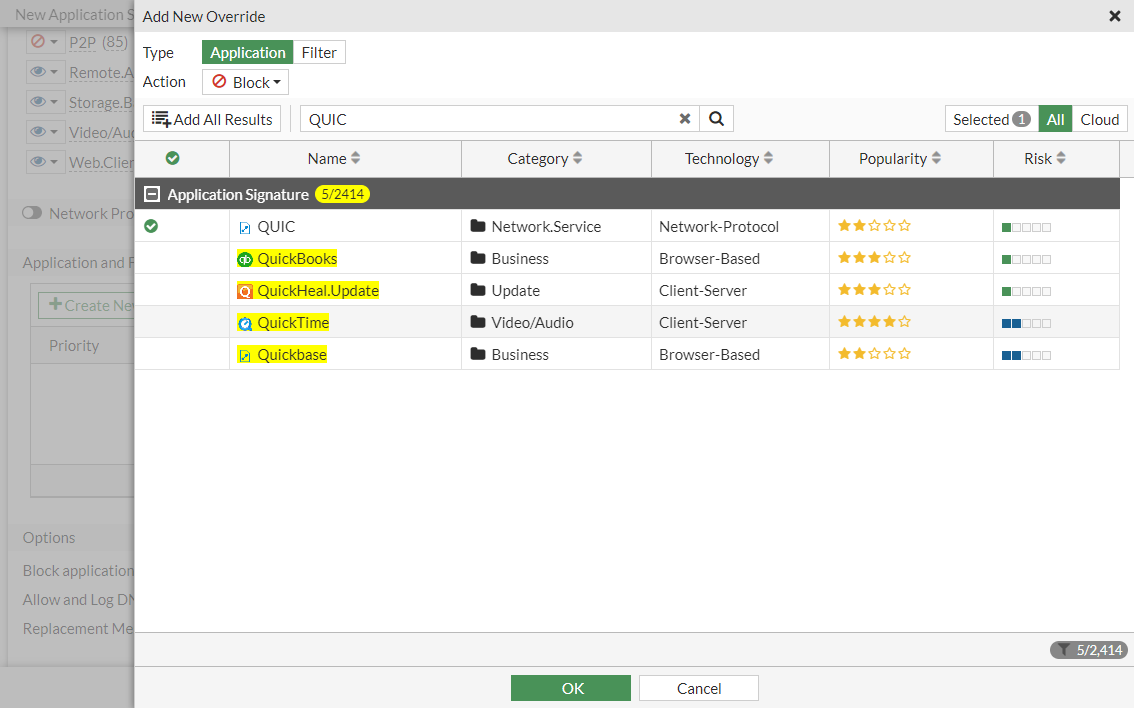 Blocking QUIC manually | FortiGate / FortiOS 7.4.2 | Fortinet Document ...