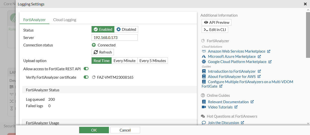 Configuring FortiAnalyzer | FortiGate / FortiOS 7.4.2 | Fortinet ...