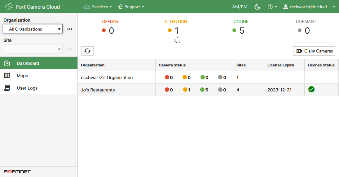 Hyper Dashboard | FortiCamera Cloud 24.1.0 | Fortinet Document Library