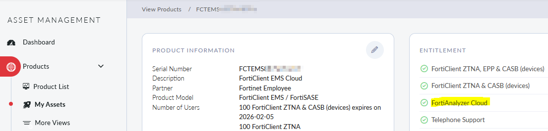 Add FortiAnalyzer Cloud entitlement for FortiClient Cloud SKUs 7.4.3 | FortiClient 7.4.0 ...
