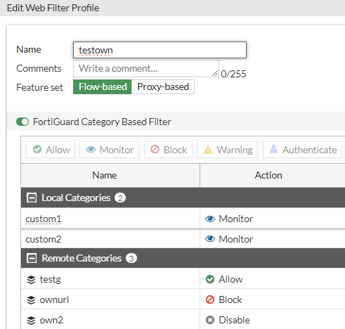 Syncing remote categories from imported FortiOS or FortiManager Web ...