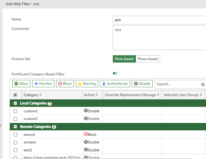 Syncing remote categories from imported FortiOS or FortiManager Web ...