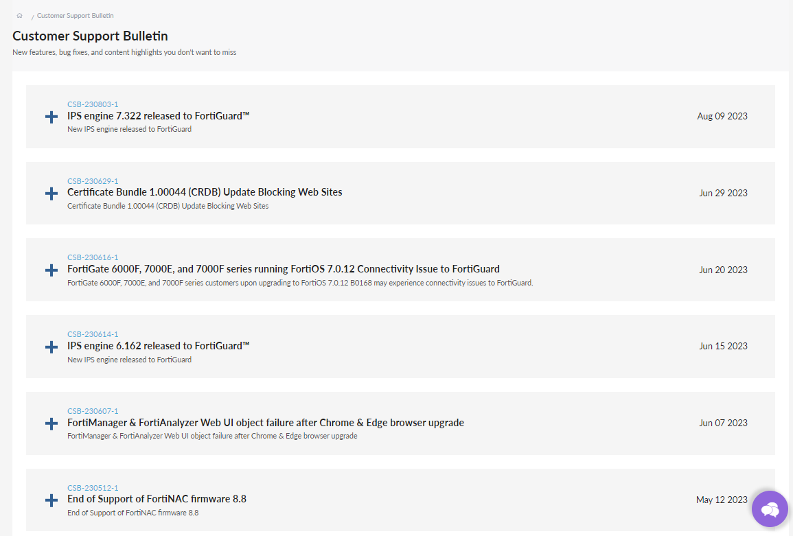 Customer Support Bulletin | FortiCloud Services 24.3.0 | Fortinet Document Library