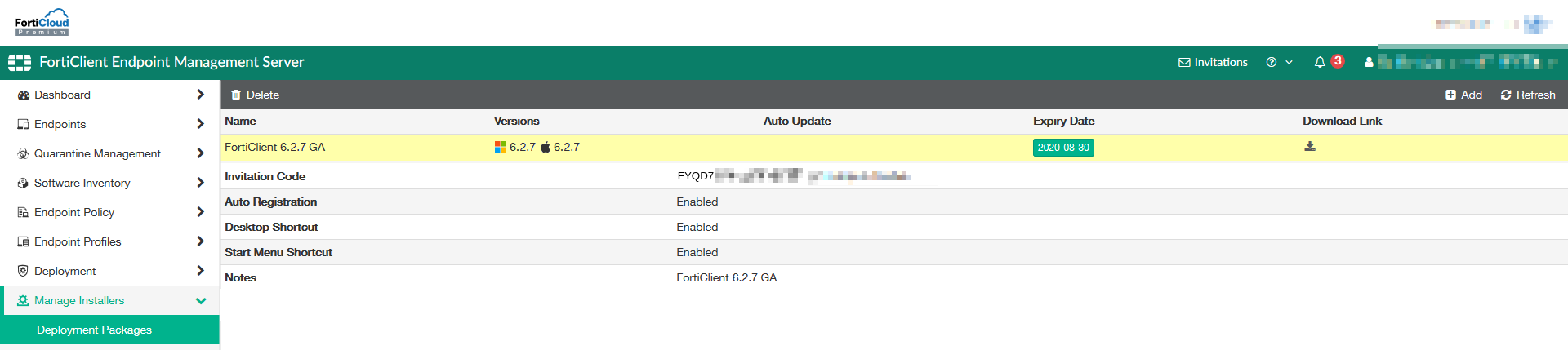 Installing FortiClient on an endpoint and registering to FortiClient ...