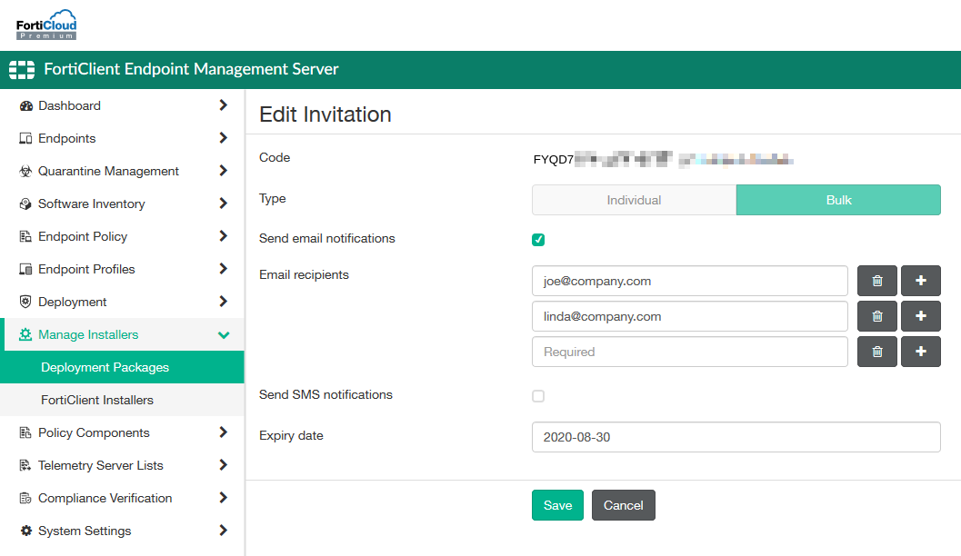 Installing FortiClient on an endpoint and registering to FortiClient ...