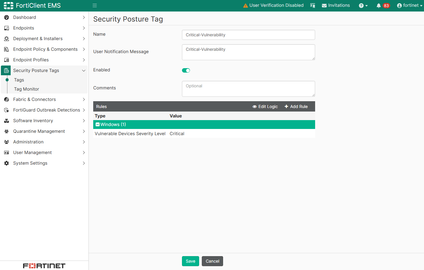 Configuring EMS Security Posture tags | FortiGate / FortiOS 7.6.3 ...