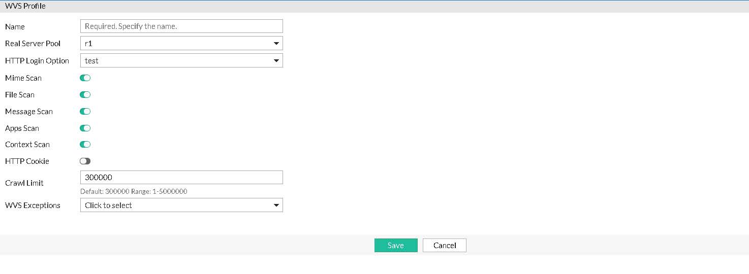 Configuring a WVS Profile | FortiADC 7.6.0 | Fortinet Document Library