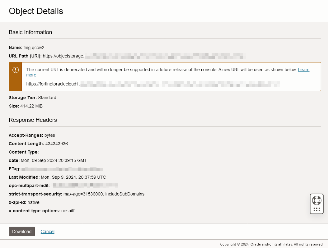 Obtaining the deployment image file and placing it in your bucket ...