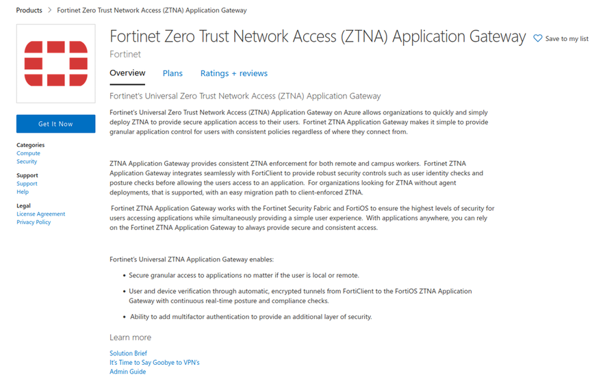 Azure marketplace selection and pre-configuration | FortiGate Public ...