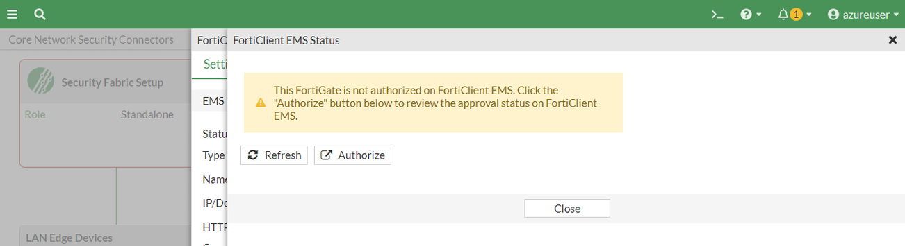 Establish connectivity on the EMS connector | FortiGate Public Cloud 7.2.4