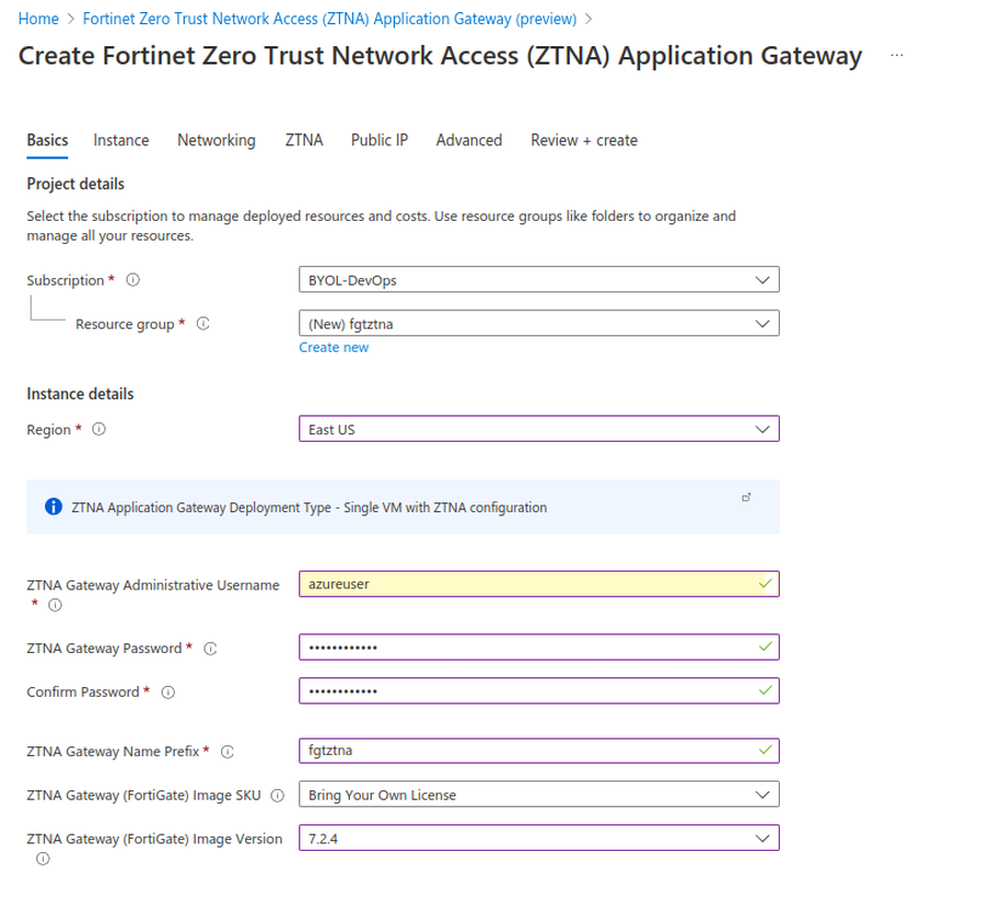 Azure marketplace selection and pre-configuration | FortiGate Public ...