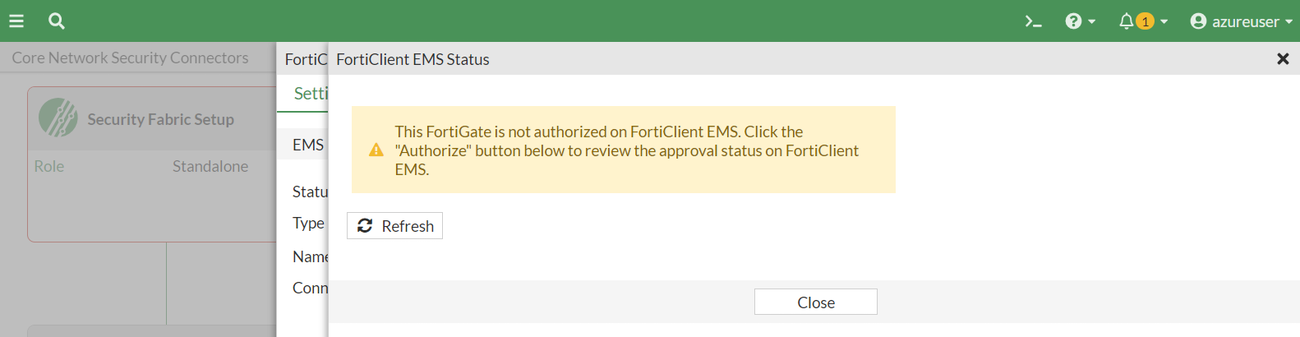 Establish connectivity on the EMS connector | FortiGate Public Cloud 7.2.4