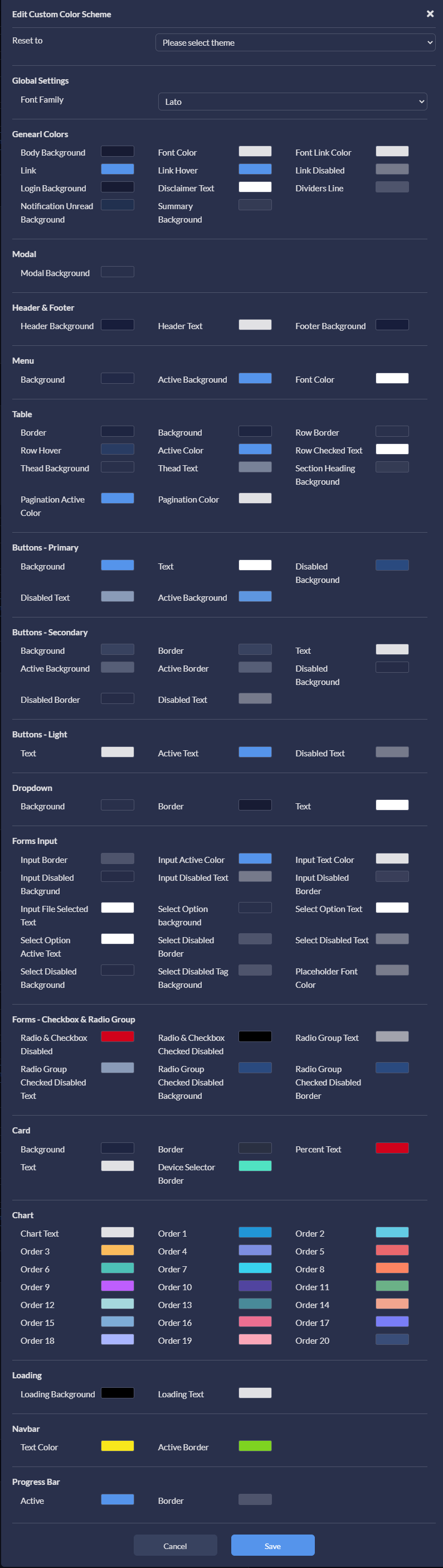Editing a custom color scheme | FortiPortal 7.4.1 | Fortinet Document ...