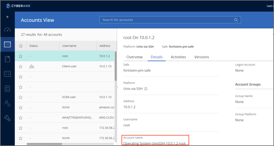 CyberArk Password Vault | FortiSIEM 6.4.4 | Fortinet Document Library