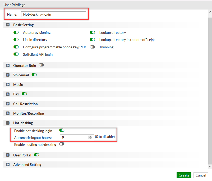 Hot desking | FortiVoice 7.0.0