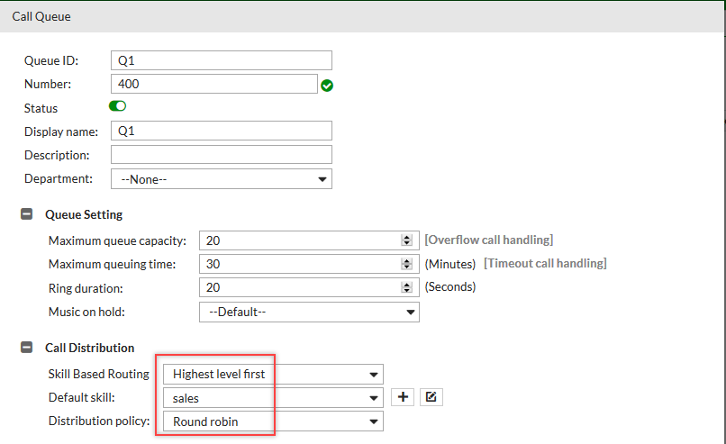 Configuring the call queue | FortiVoice 7.0.0