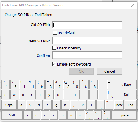 Changing SO PIN (administrator PIN) | FortiToken 1.2.0 | Fortinet ...