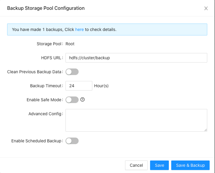 Incremental backups | FortiAnalyzer BigData 7.4.3 | Fortinet Document Library
