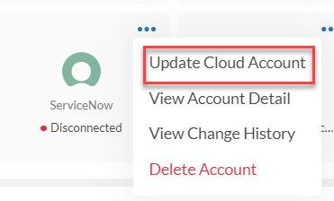 Update ServiceNow Account | FortiCASB 24.2.a | Fortinet Document Library