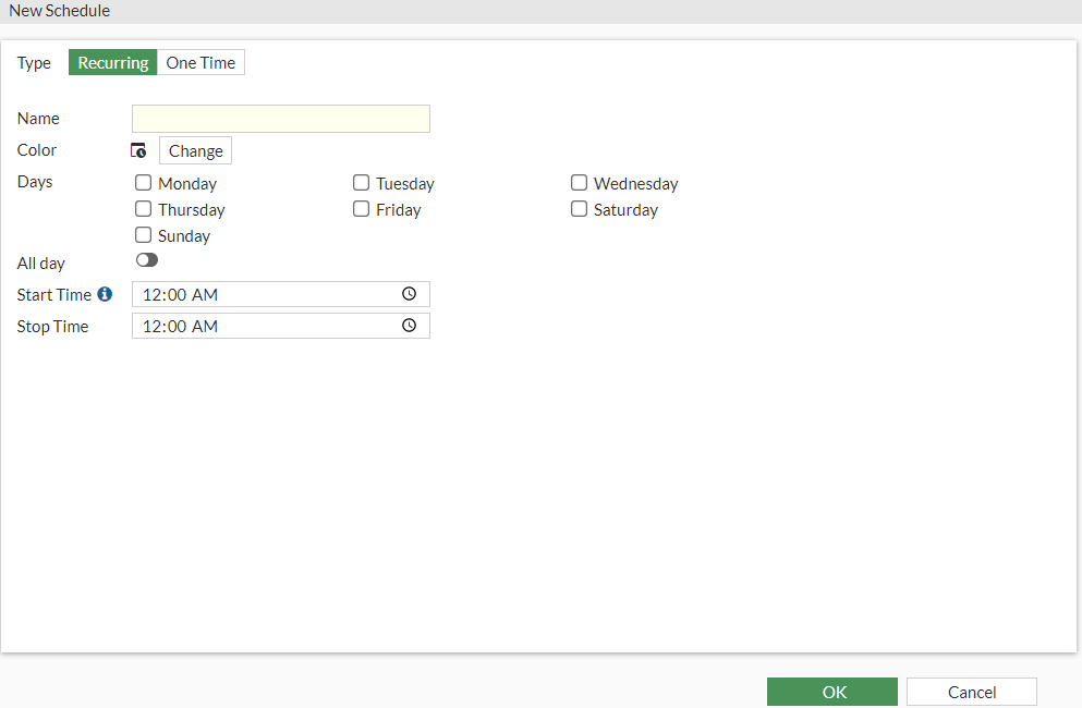 Schedule | FortiPAM 1.3.0 | Fortinet Document Library