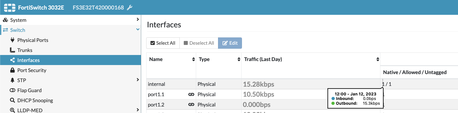 Viewing port statistics | FortiSwitch 7.4.1 | Fortinet Document Library