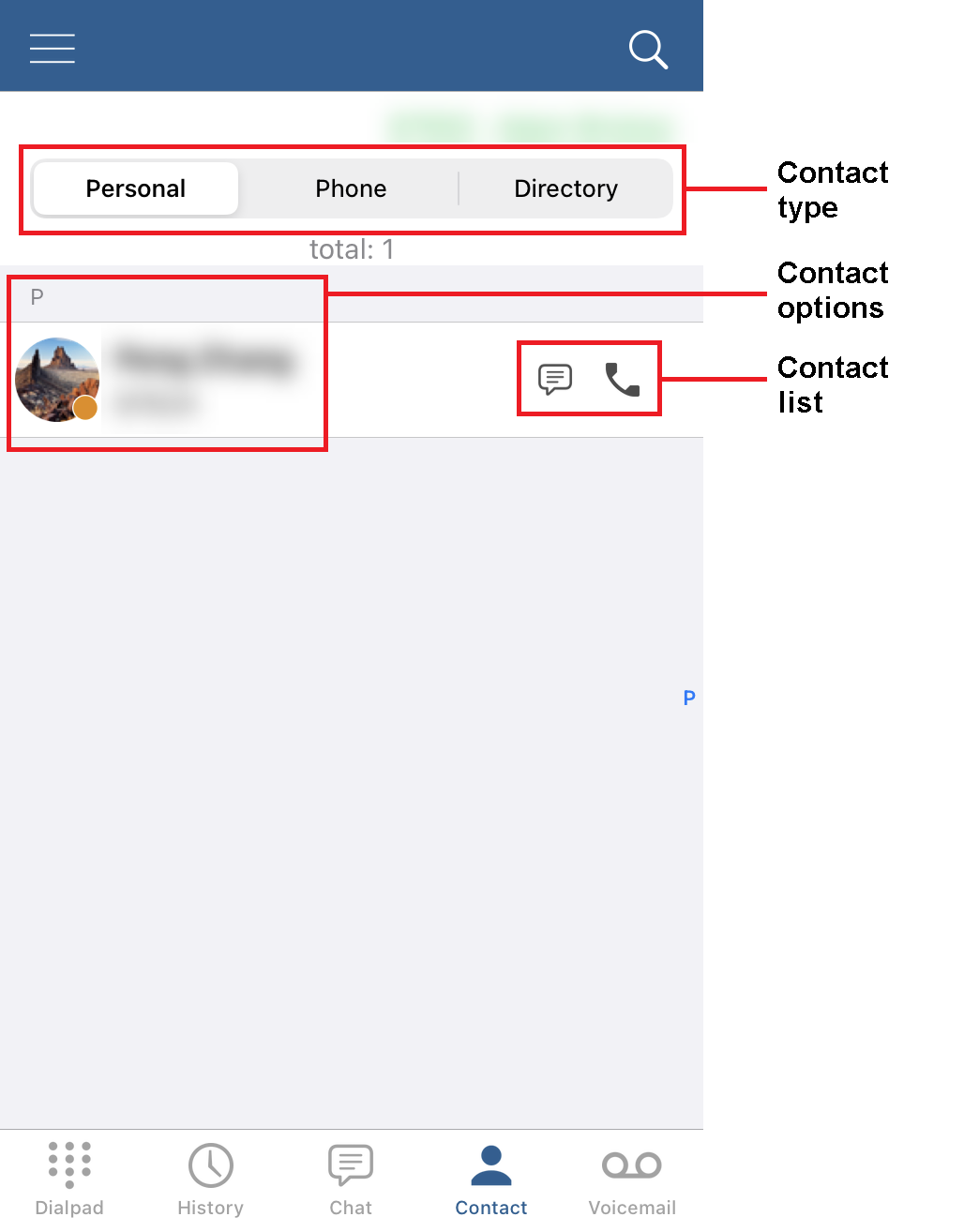 Working with contacts | FortiFone 1.0.0 | Fortinet Document Library