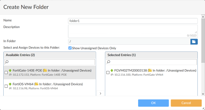 Creating folders | FortiManager 7.6.3 | Fortinet Document Library