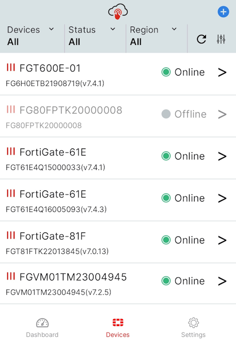 Manage your FortiCloud devices | FortiExplorer Go 1.0.0 | Fortinet ...