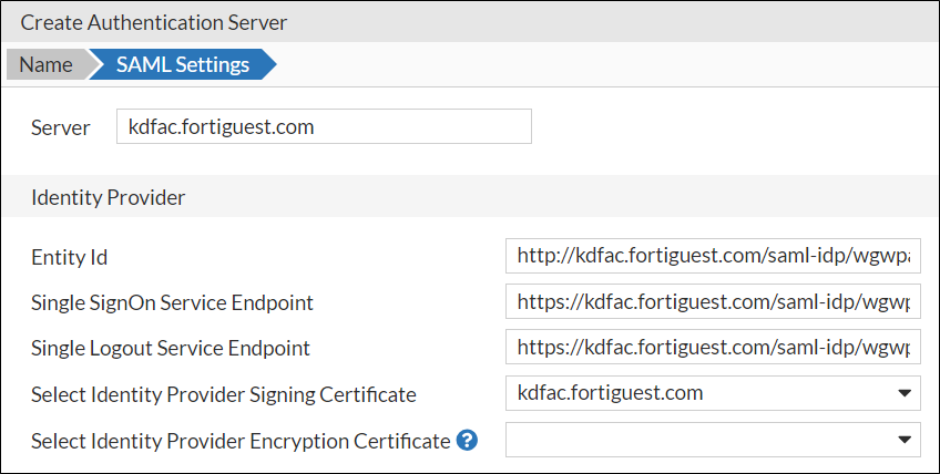 Adding FortiAuthenticator to FortiGuest | FortiGuest 1.3.1 | Fortinet ...