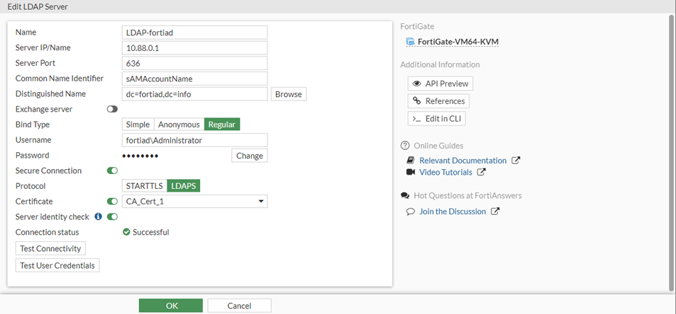 Configuring an LDAP server | FortiGate / FortiOS 7.6.0 | Fortinet ...