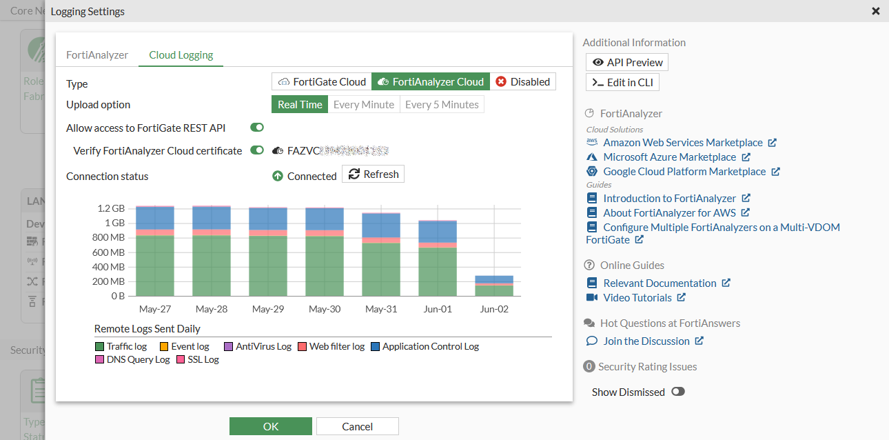 Configuring cloud logging | FortiGate / FortiOS 7.6.0 | Fortinet ...
