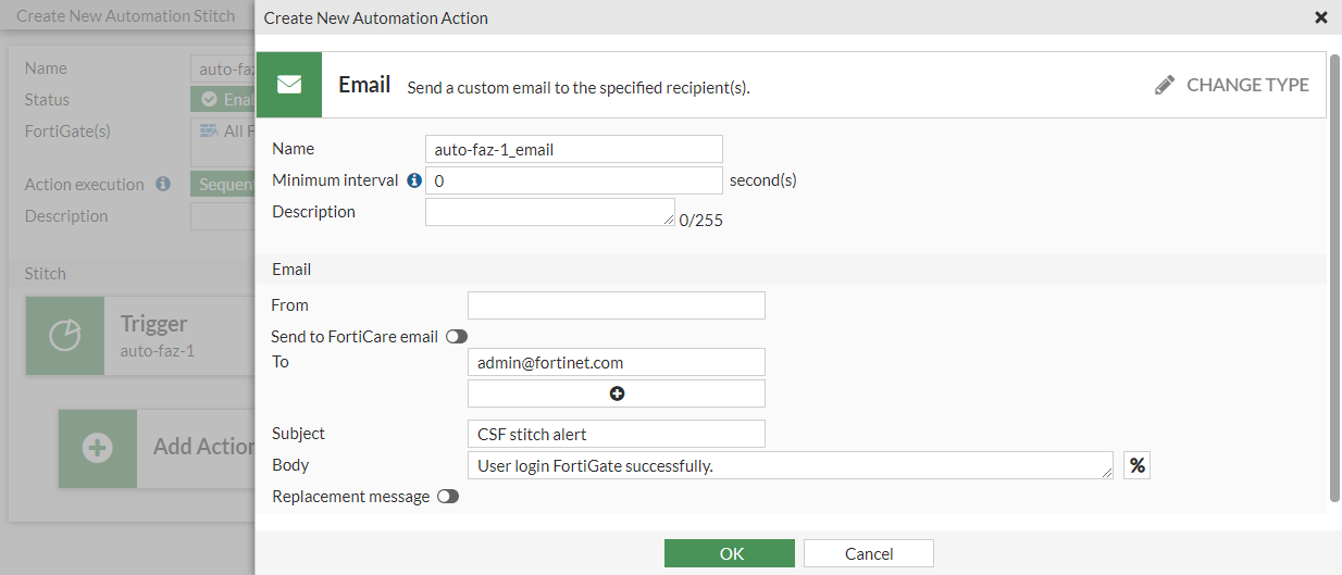 FortiAnalyzer event handler trigger | FortiGate / FortiOS 7.6.0 | Fortinet Document Library