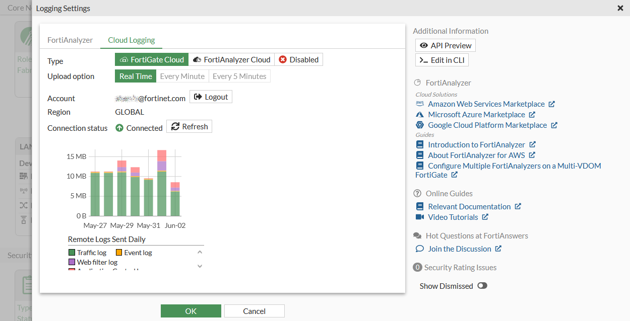 Configuring cloud logging | FortiGate / FortiOS 7.6.0 | Fortinet ...