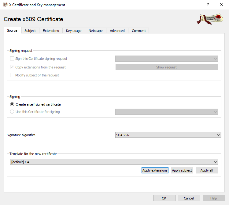 Creating certificates with XCA | FortiGate / FortiOS 7.6.0 | Fortinet ...