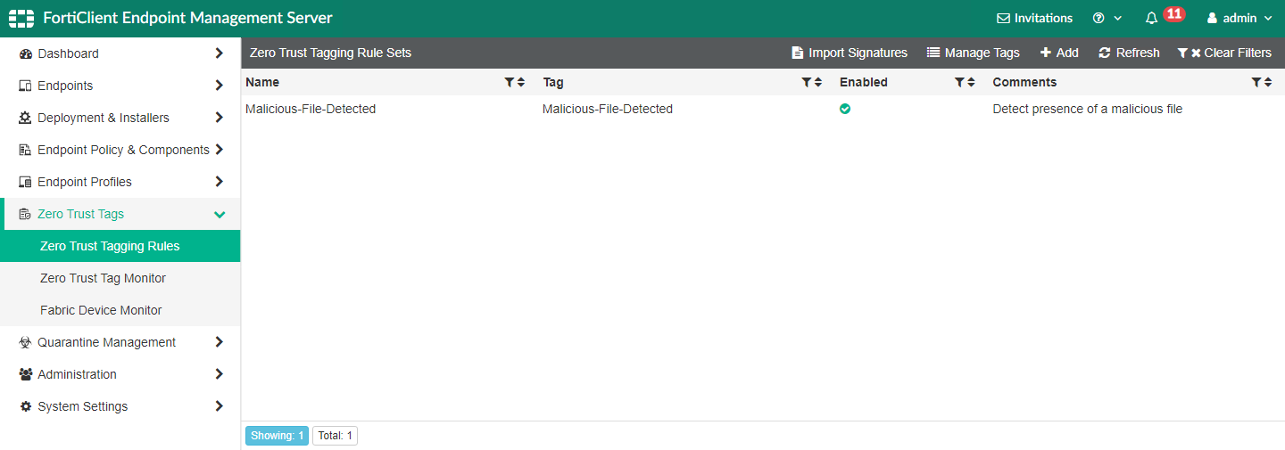 Synchronizing FortiClient ZTNA tags | FortiGate / FortiOS 7.6.0 ...