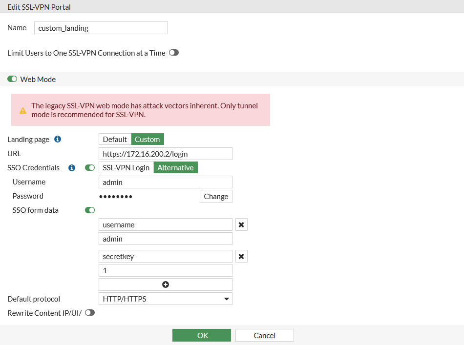 SSL VPN custom landing page | FortiGate / FortiOS 7.6.0 | Fortinet ...