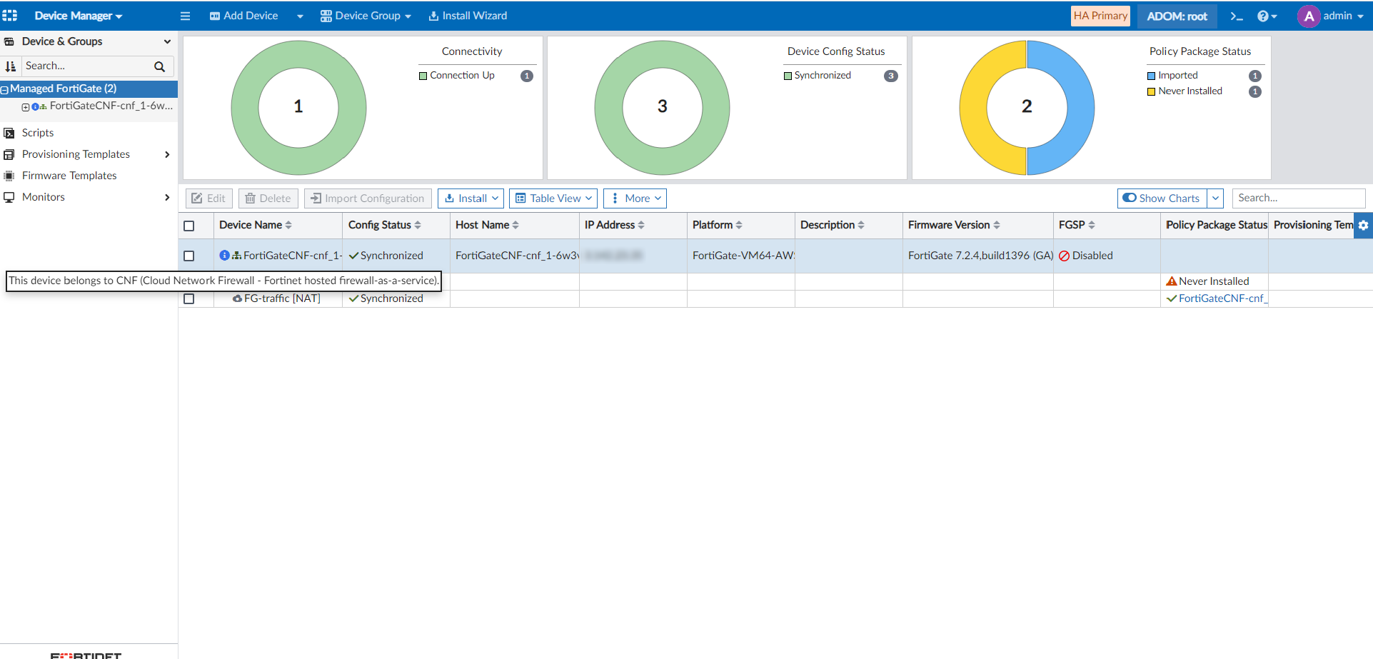FortiManager mode: manage FortiGate CNF instances in FortiManager 23.1 ...