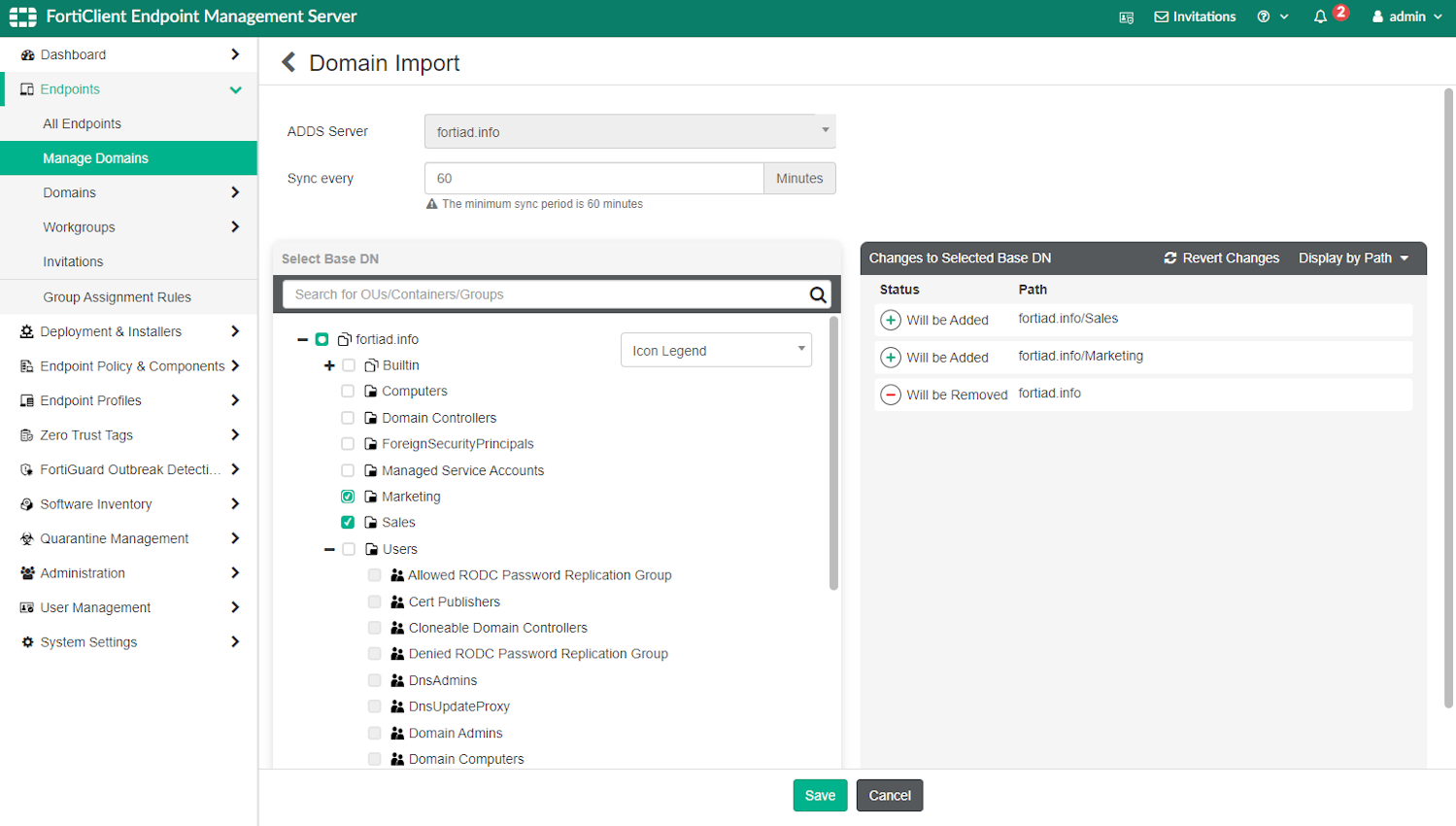 Importing an Active Directory Domain | FortiGate / FortiOS 7.2.5