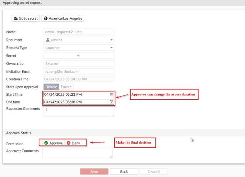 One-time secret sharing via an email invite | FortiPAM 1.6.0 | Fortinet Document Library