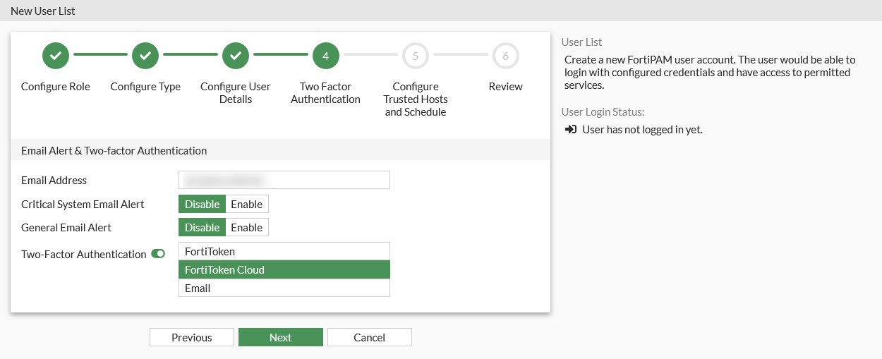 2FA with FortiToken Cloud example | FortiPAM 1.6.0 | Fortinet Document ...