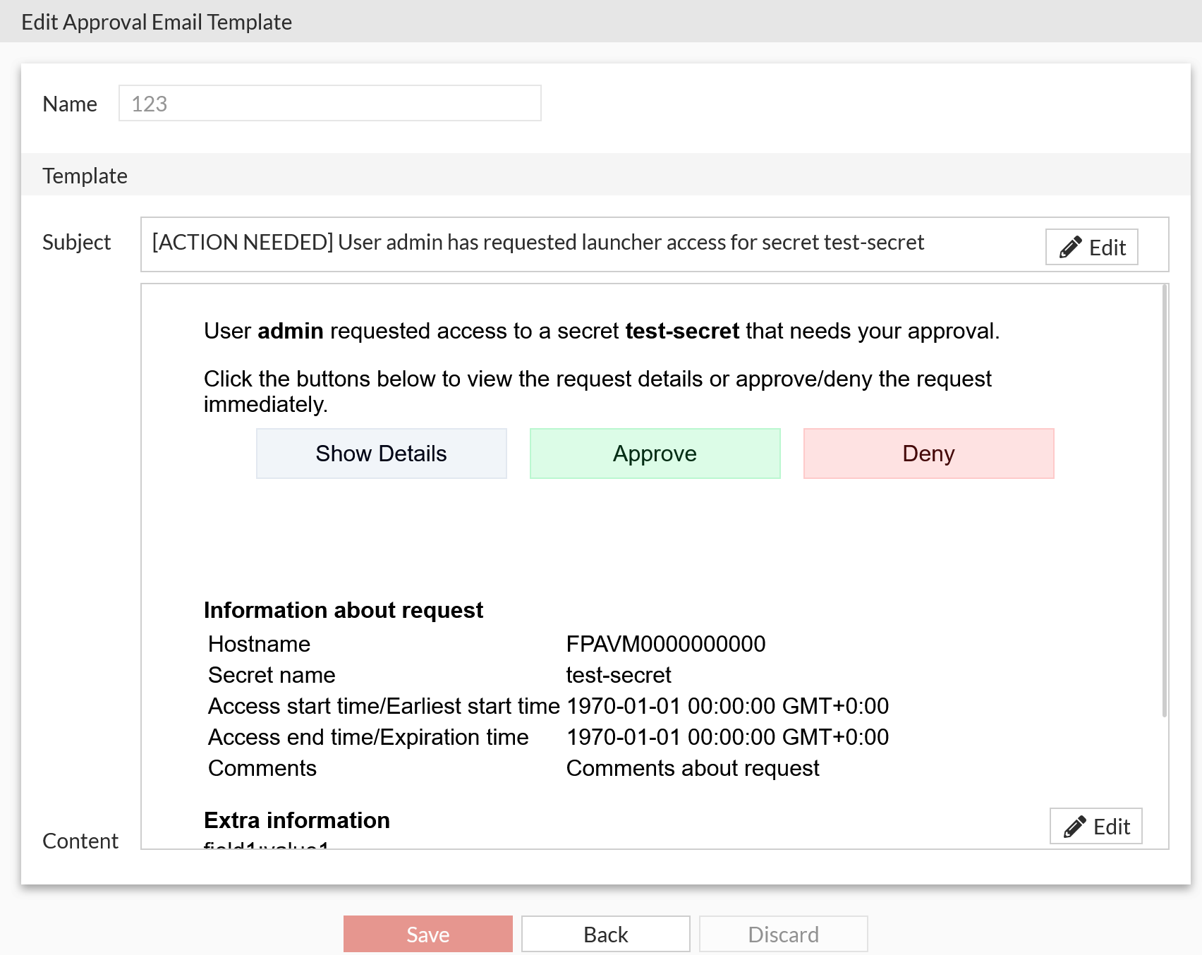 Creating an approval email template | FortiPAM 1.6.0 | Fortinet ...